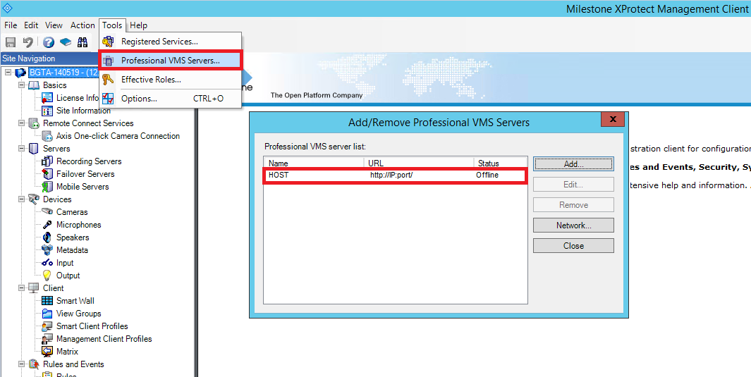 XProtect Management Client: 'System log error - ID 4020'