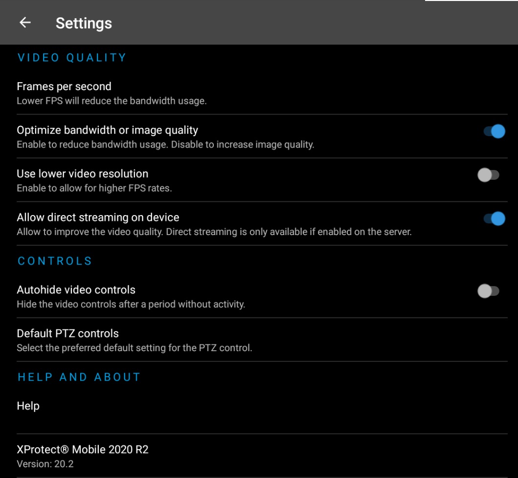 Recommended settings for the XProtect Mobile Client and Web Client